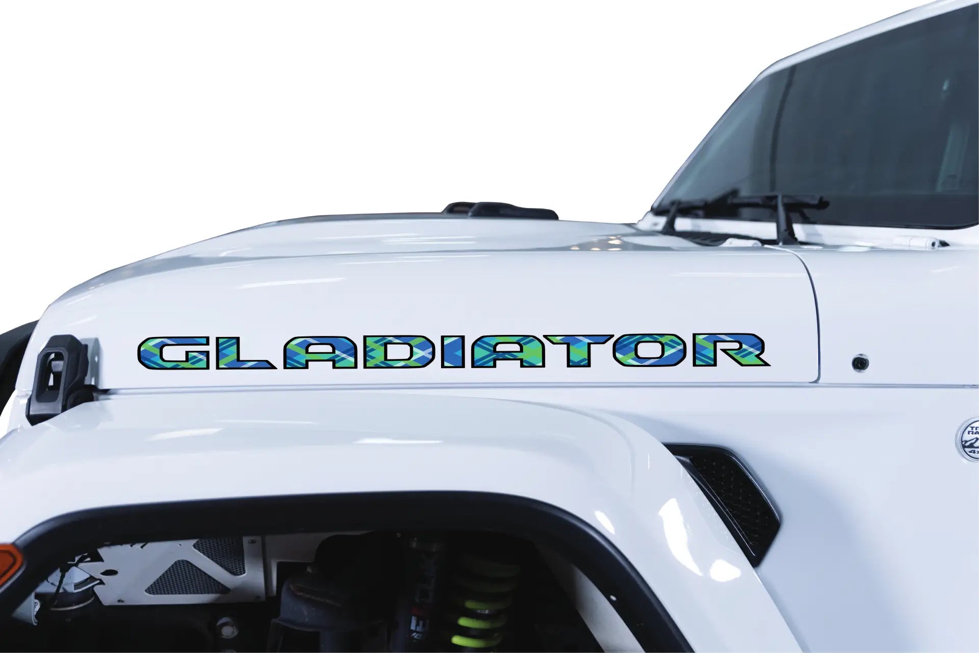 Jeep Gladiator Hood Lettering - Green and Blue Plaid – Jeep Graphic Studio