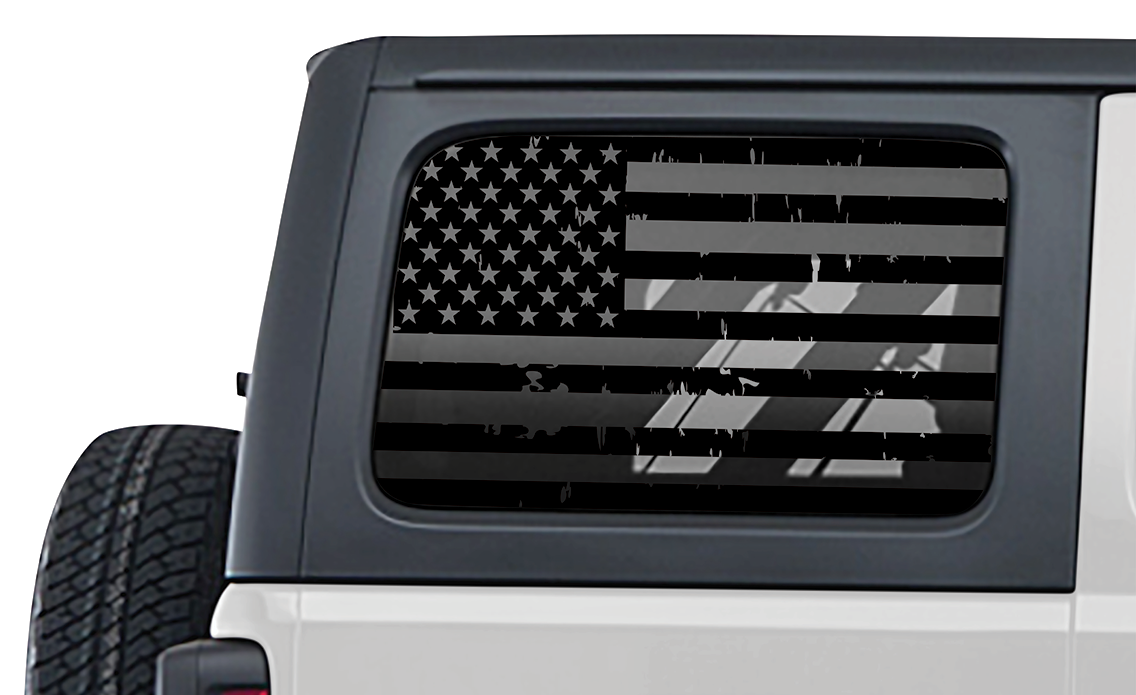 Distressed American Flag Rear window Graphic (4 door) ( Both Sides ...