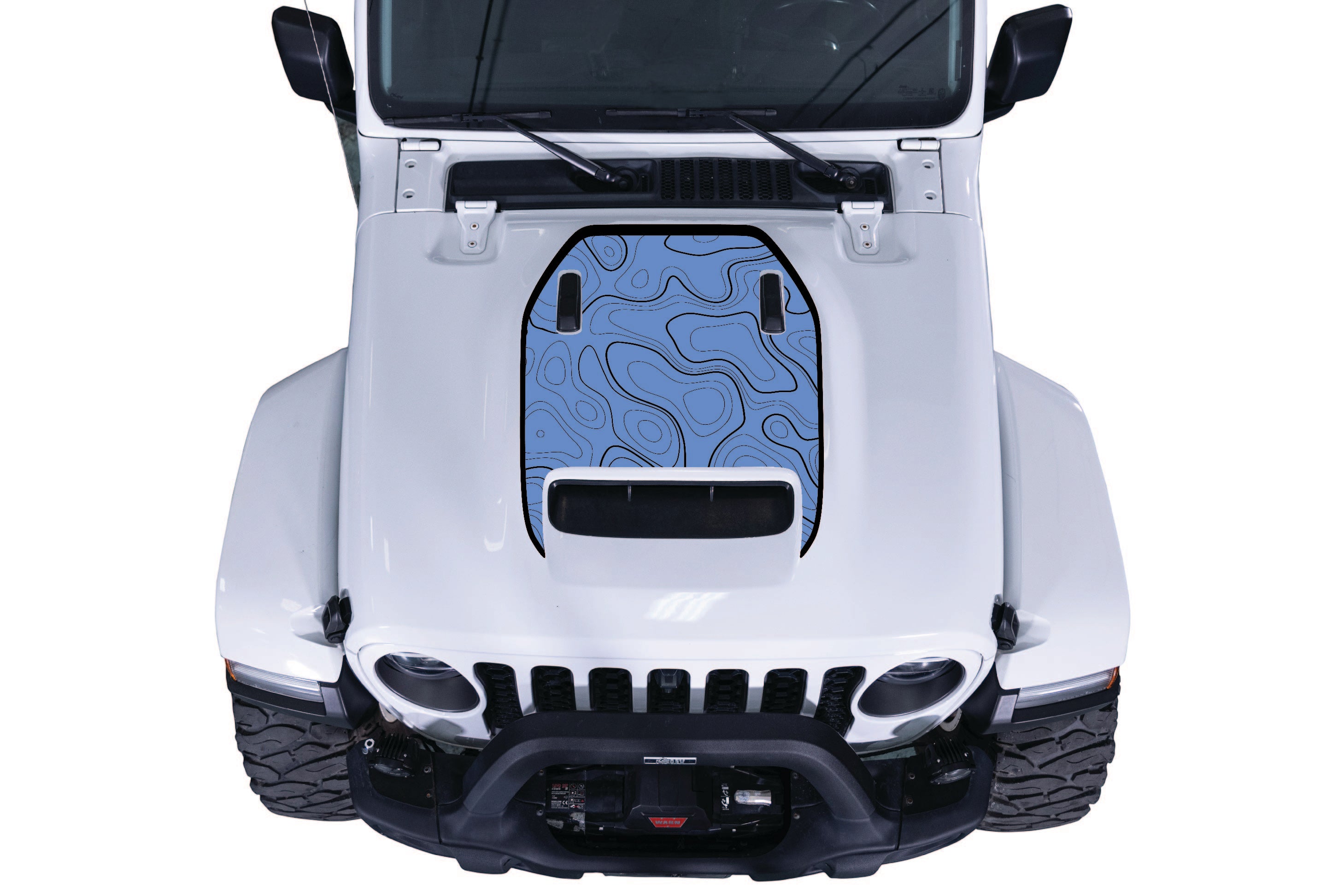 Mojave Hood Graphic - Topography with Black Outline – Jeep Graphic Studio